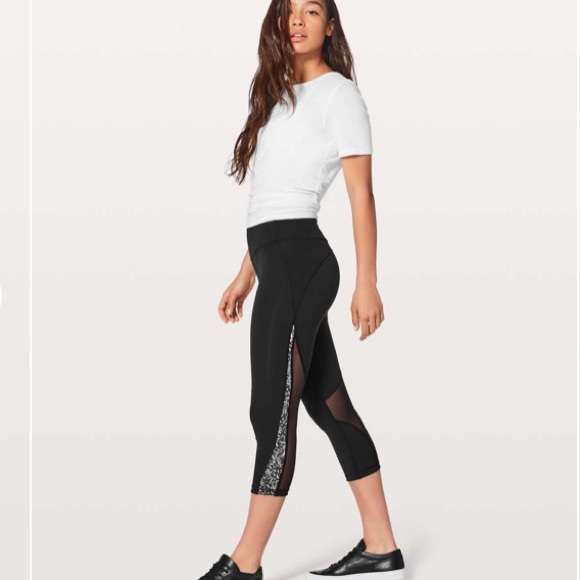 lululemon athletica | Pants & Jumpsuits | Lululemon Mix Mesh Crop2black ...